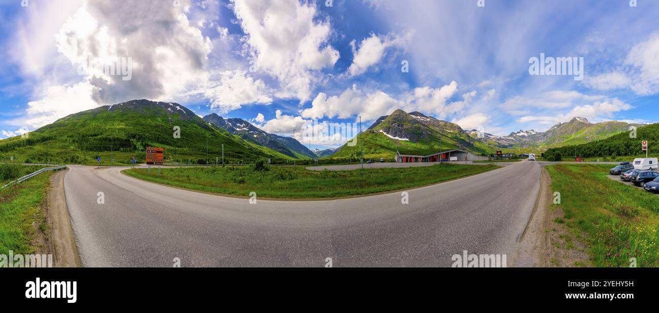 Panorama, Crossroads, Roundabout, Lodingen, Lofoten, Norway, Europe ...