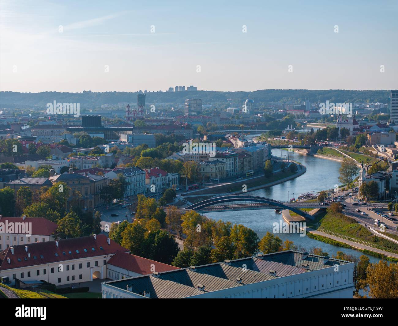 Aerial View of Vilnius with Neris River and Urban Landscape Stock Photo ...