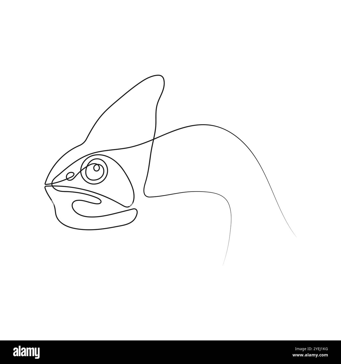 One line drawing art of a chameleon's head. Exotic reptile animal. Hand ...