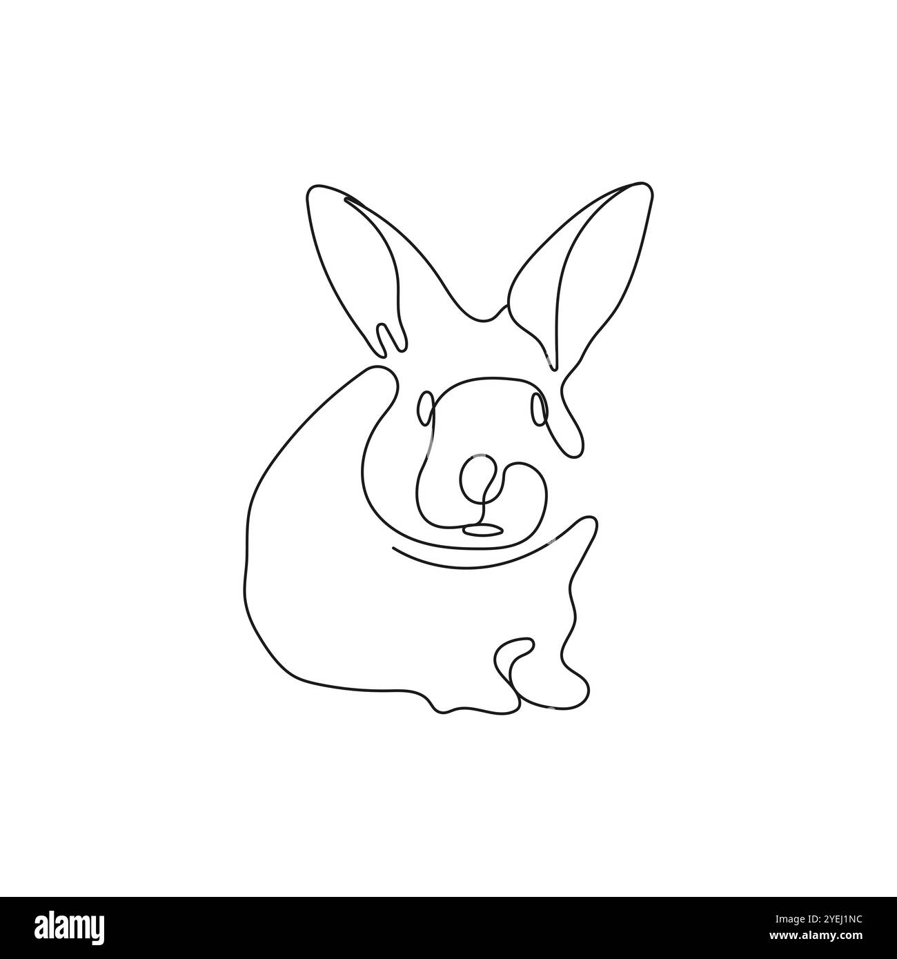 Rabbit in continuous one line drawing style. Easter bunny in simple minimalistic style. Vector ...