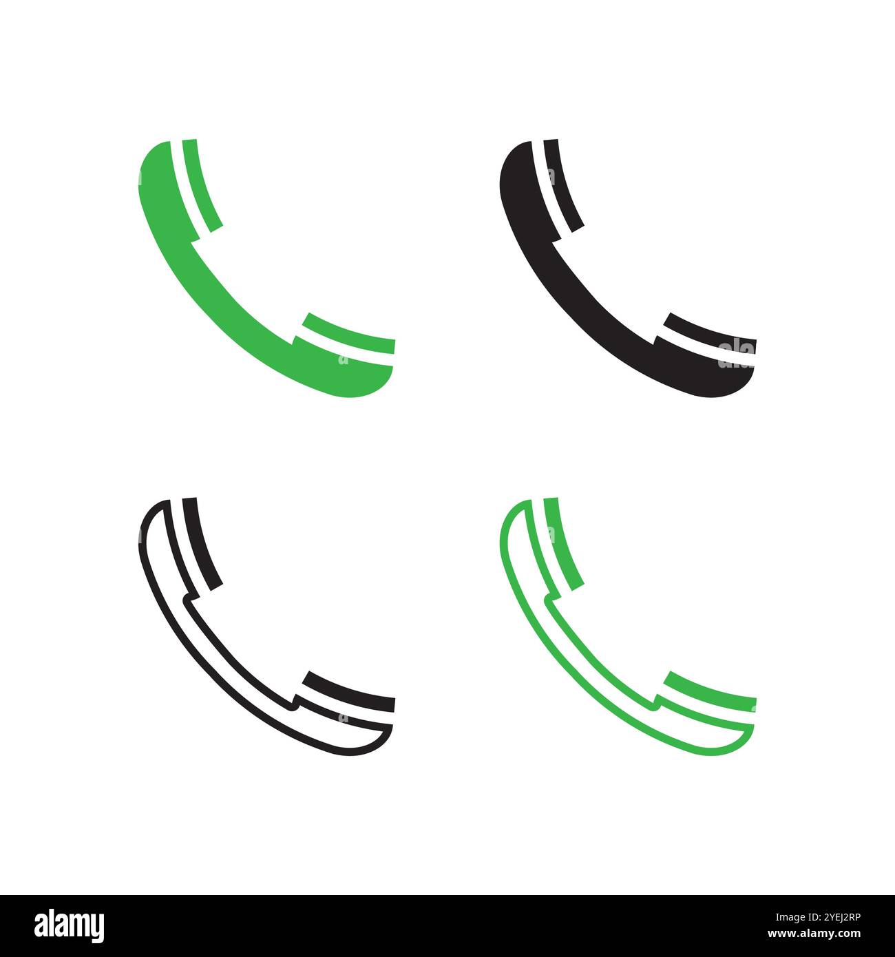 Phone icon set. Black green icons. Communication symbols. Vector ...