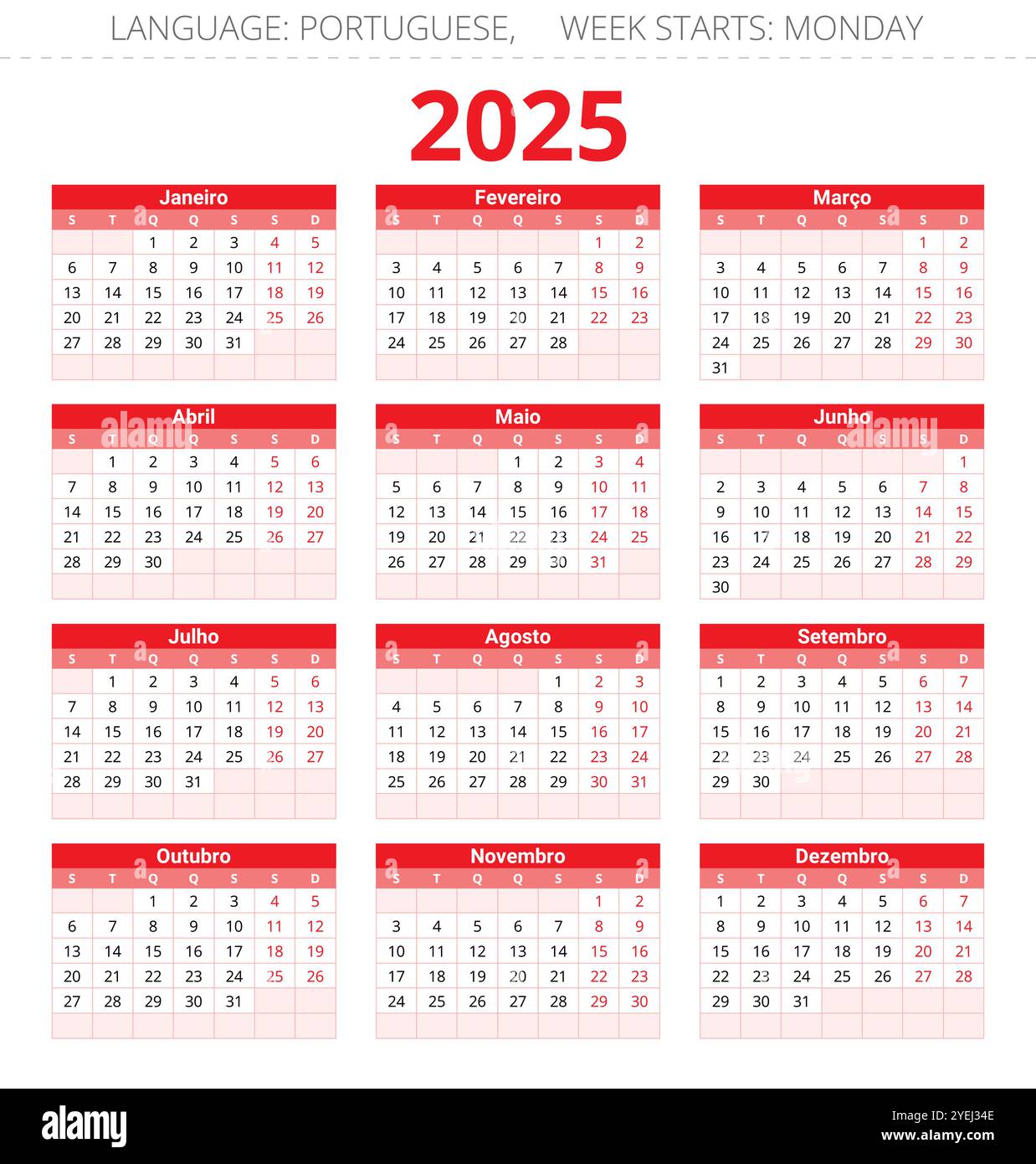 Calendario vertical Stock Vector Images - Alamy