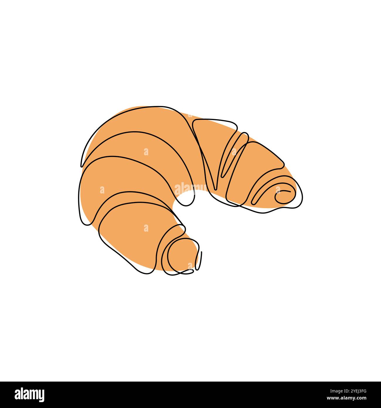 Croissant in one line art drawing style. Fresh pastry, can be used for ...