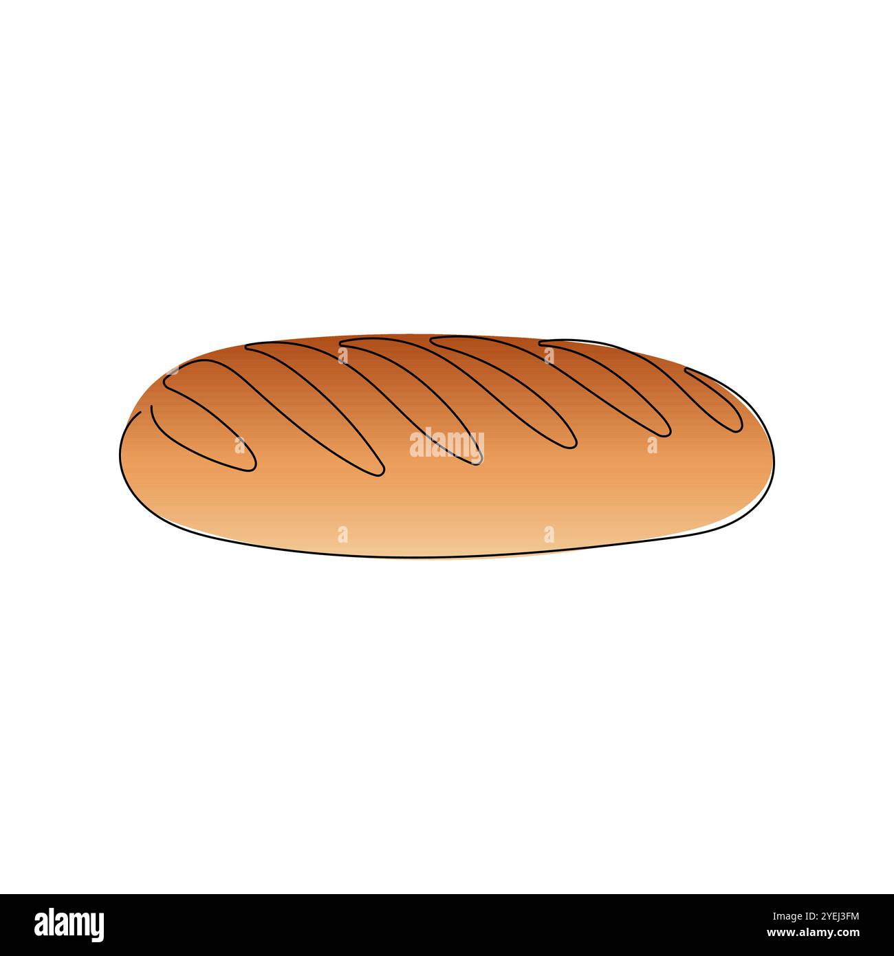 Loaf of fresh bread in one line drawing style. Bakery and cafe concept ...