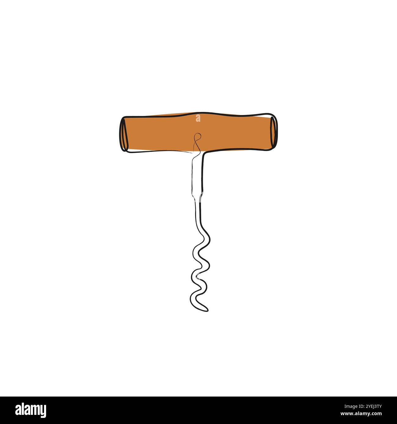 Opener for alcoholic beverages. Metal spiral and wooden handle. Bottle ...