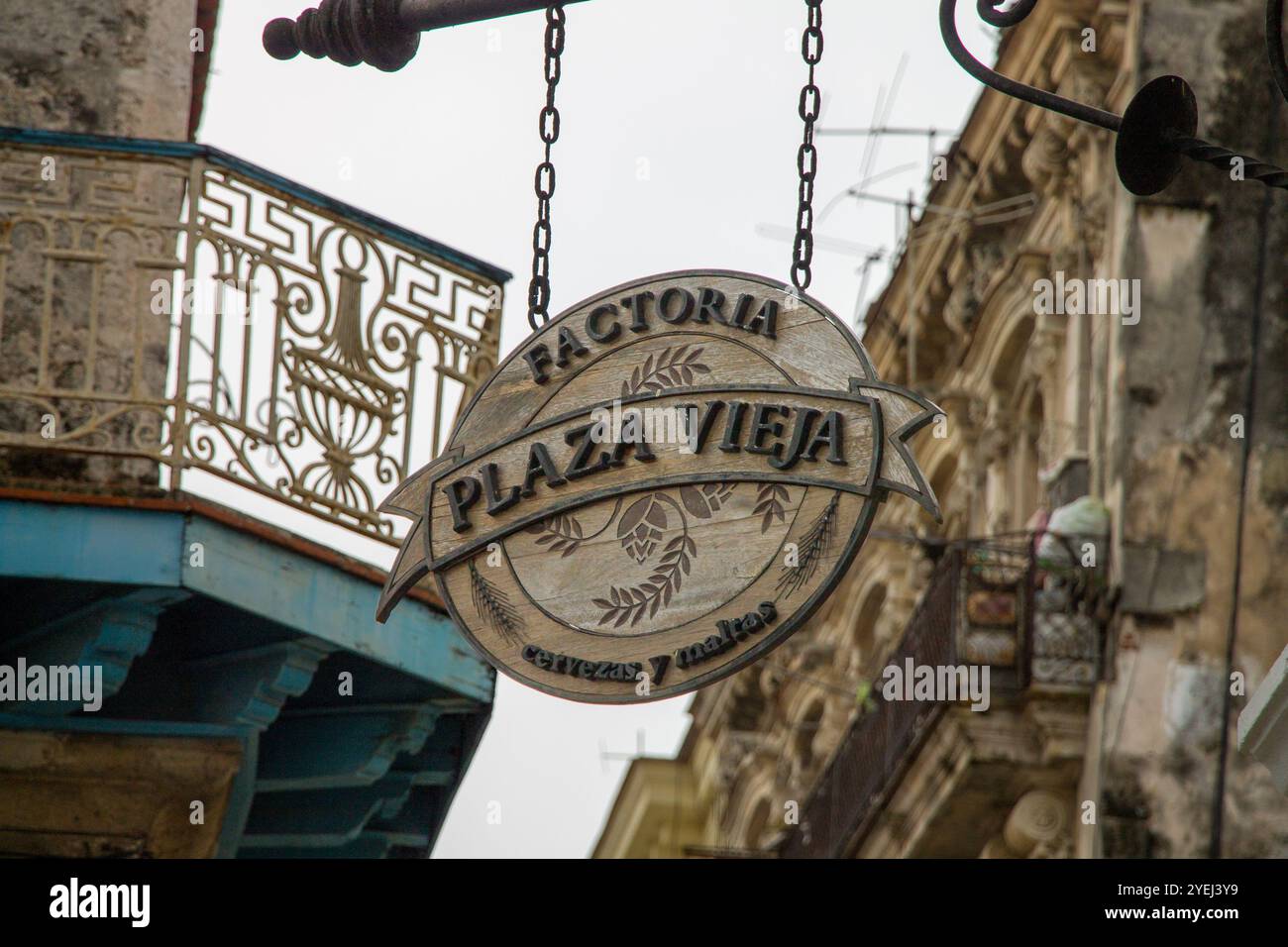 The Bar sign Factoria in Plaza Vieja, La Habana (Havana), Cuba Stock ...