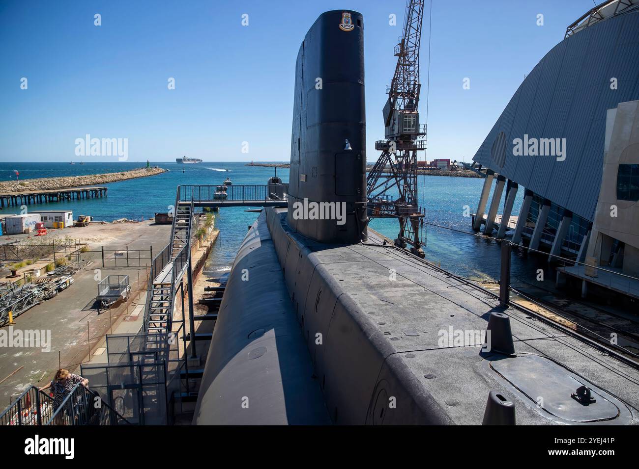 This photograph captures an exterior view from the top of a ...