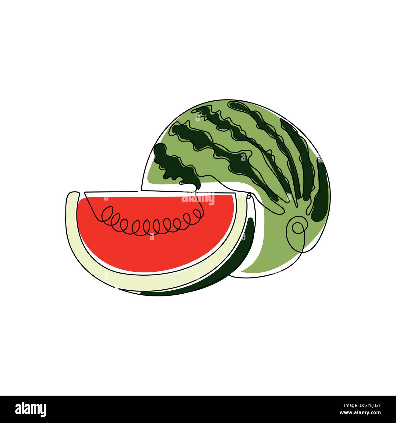 Watermelon berry fruit in one continuous line drawing style. Minimalist ...