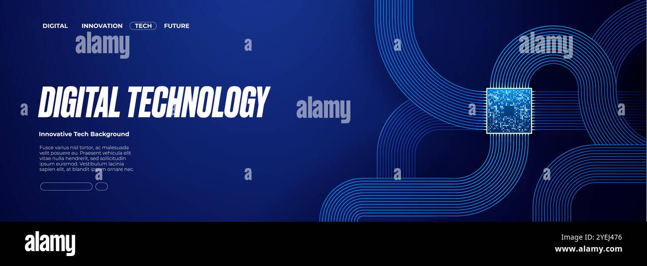 Horizontal technology background with AI semiconductor or chip Stock ...