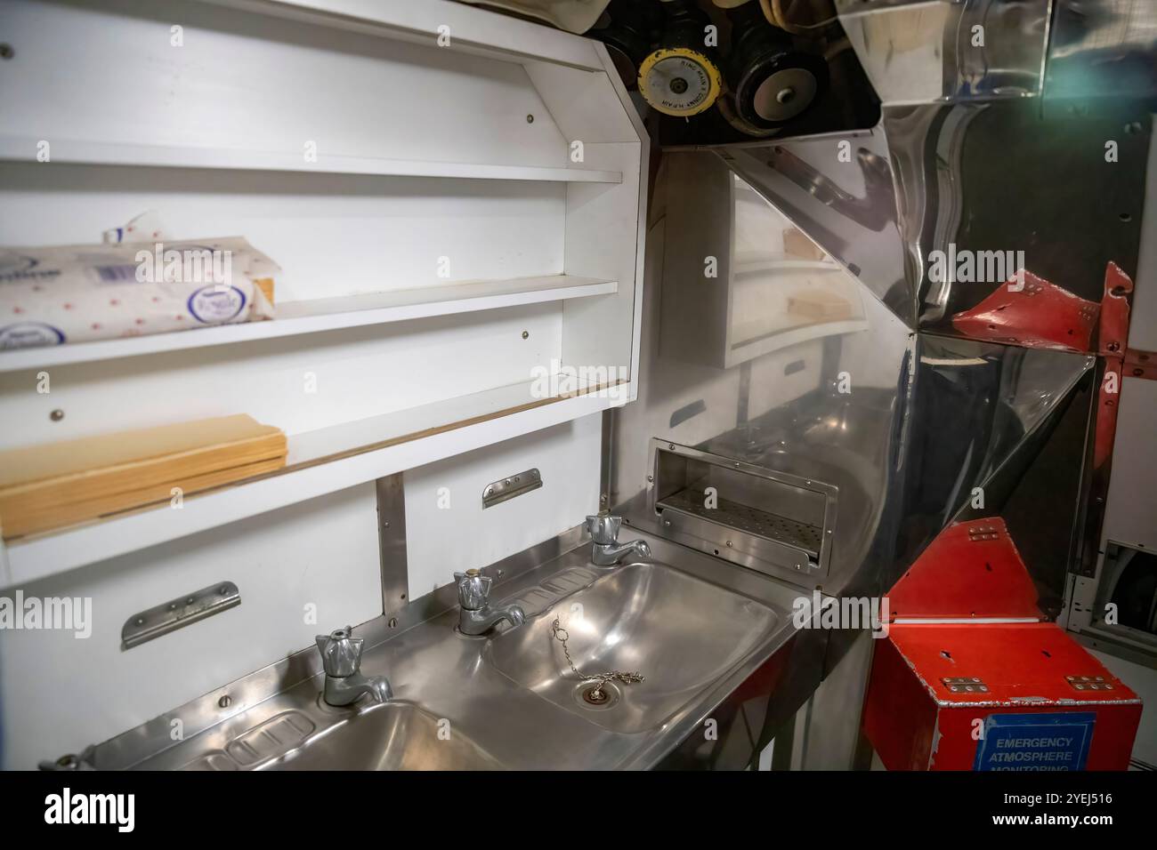 This image depicts a small sink area inside a submarine Stock Photo - Alamy