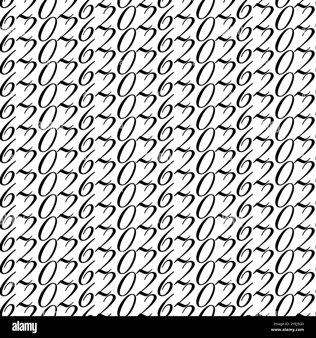 2026 numbers Black and white Seamless pattern in trendy minimalism. New ...