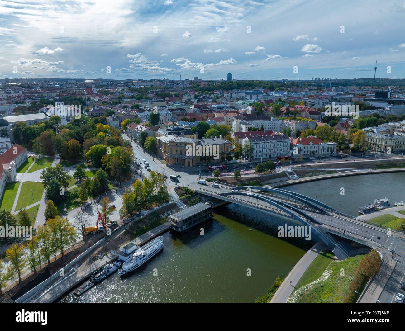 Aerial View of Vilnius with Neris River and Vilnius TV Tower Stock ...