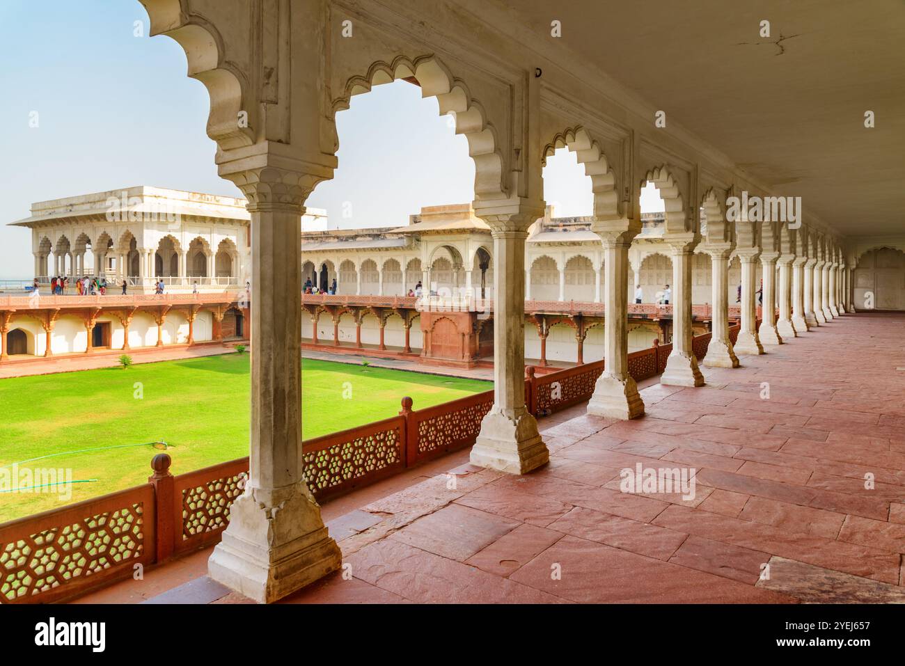 Awesome view of long passageway of the Agra Fort, India Stock Photo - Alamy