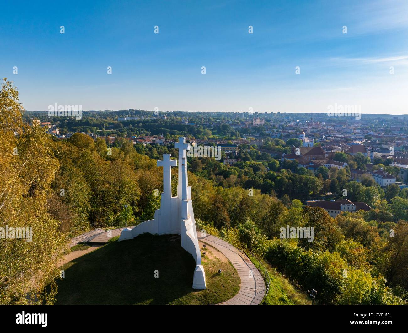 Three Crosses Monument Overlooking Vilnius Cityscape in Lithuania Stock ...