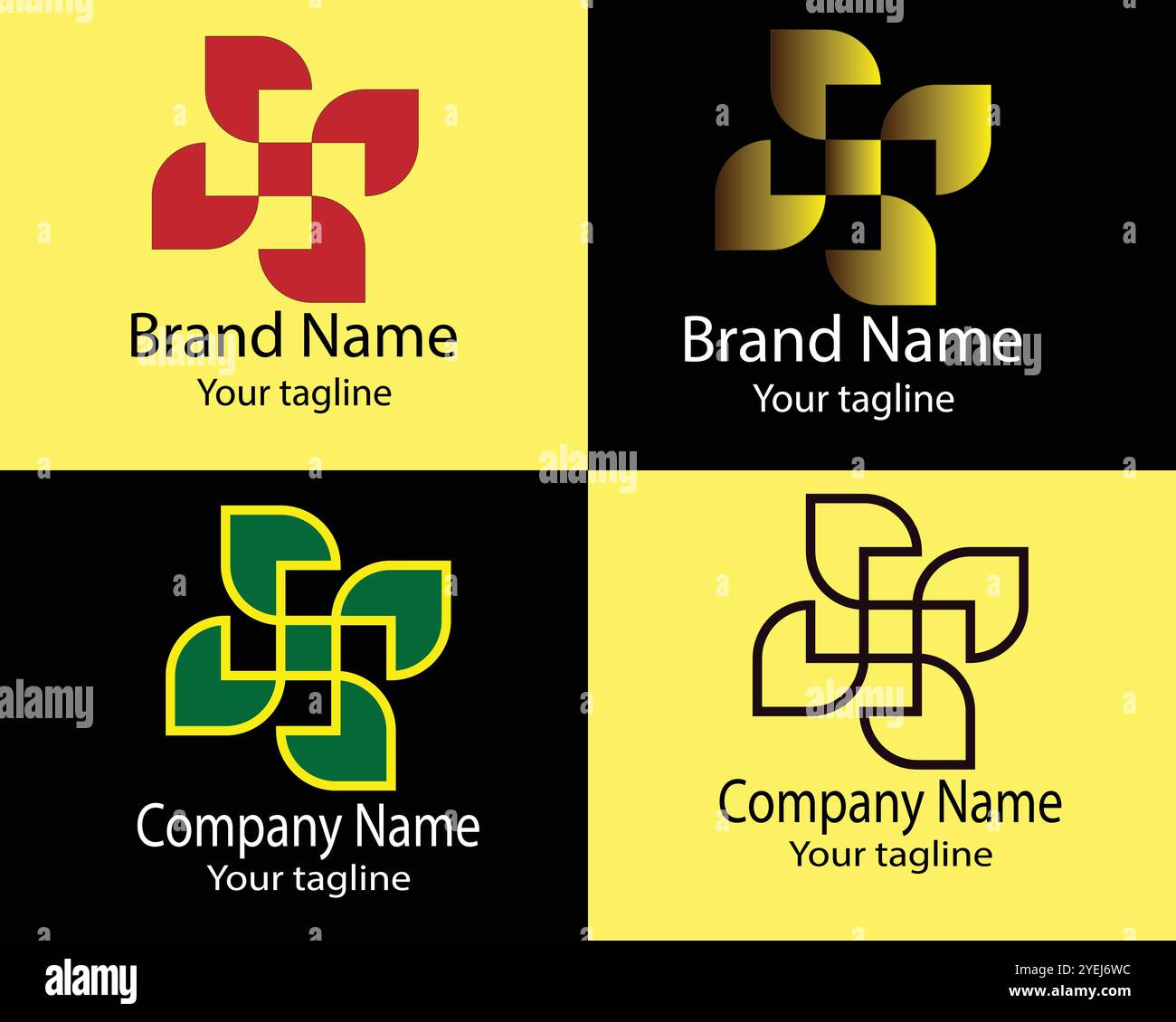 Four different shapes of a logo design for business companies Stock ...