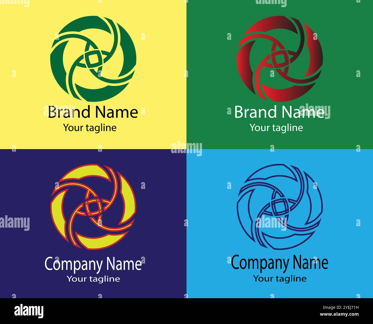 Four different shapes of a logo design for business companies Stock ...