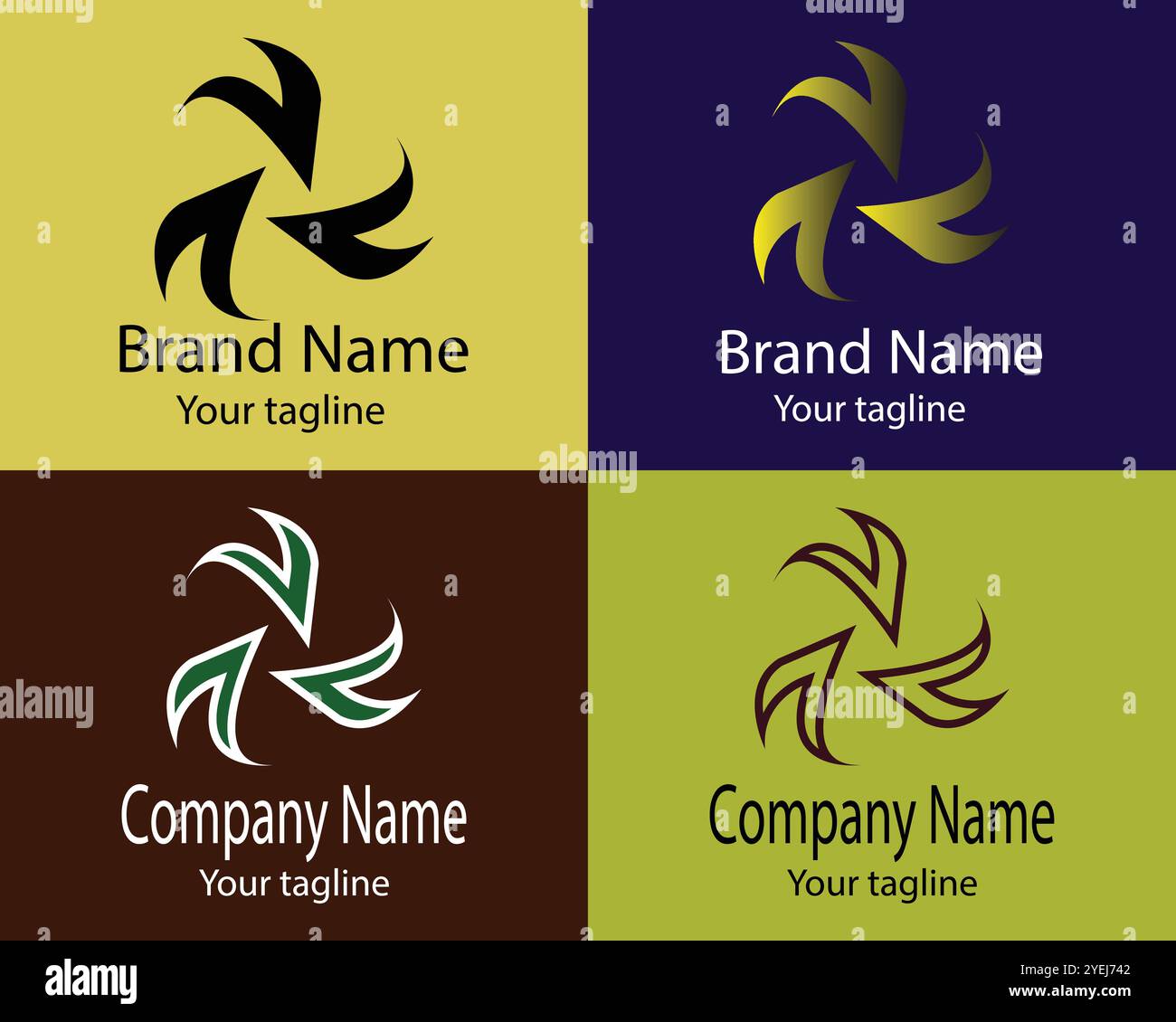 Four different shapes of a logo design for business companies Stock ...