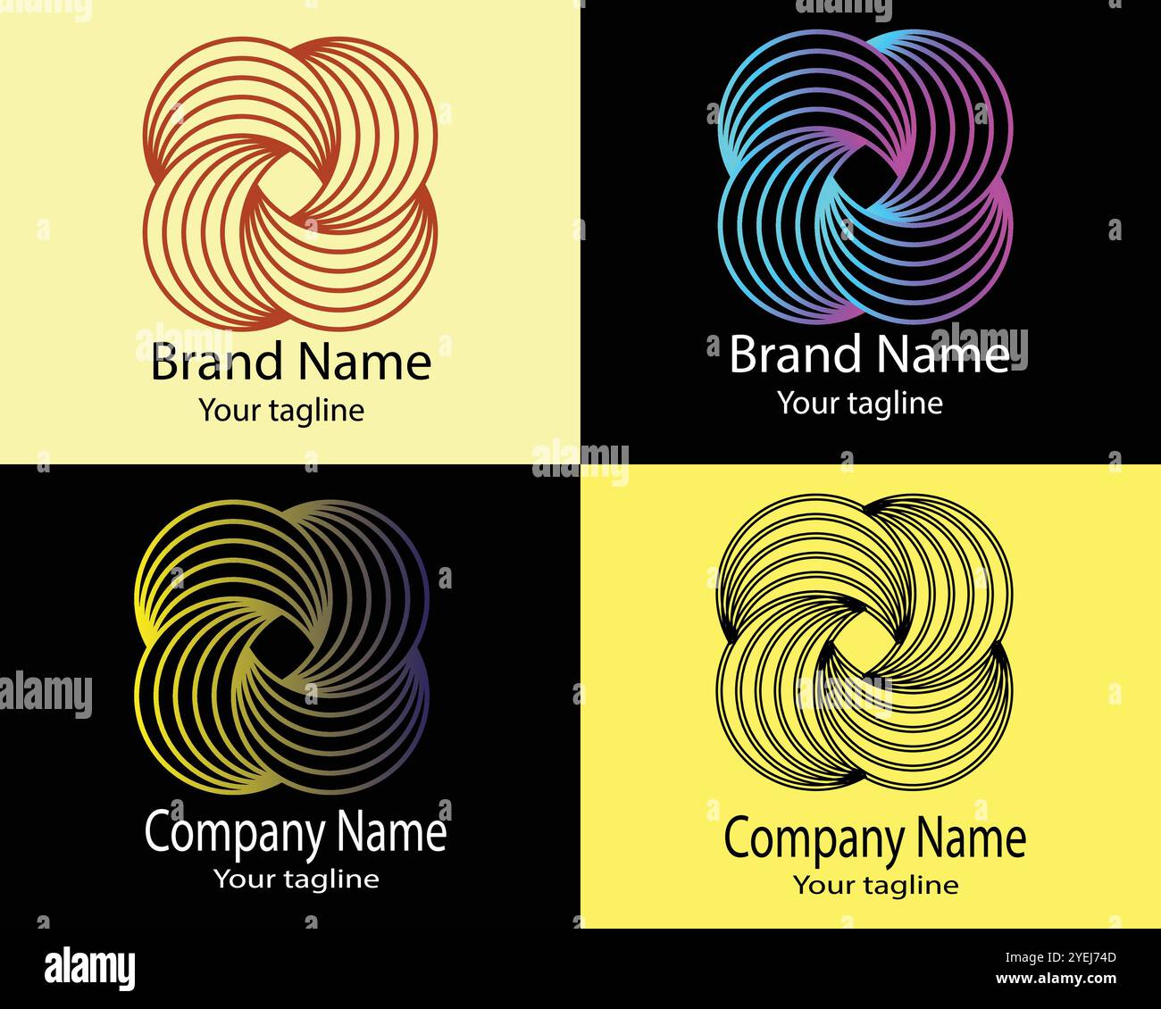 Four different shapes of a logo design for business companies Stock ...