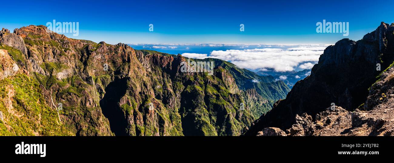 Panoramic view looking north-east from Pico do Areeiro, with Pico Ruivo ...