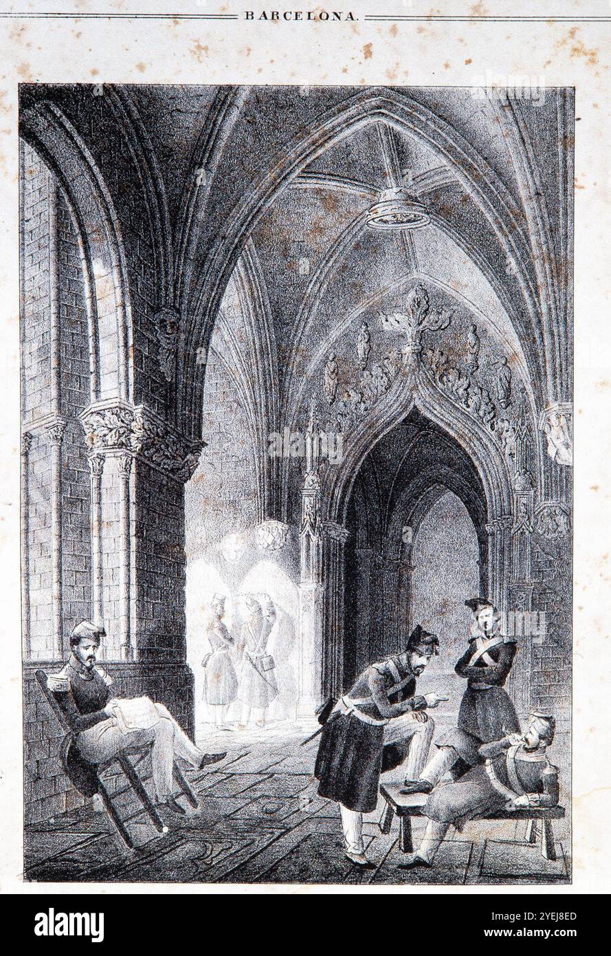 Claustro del Convento de Franciscanos de Barcelona, siglo XIX. Museu ...