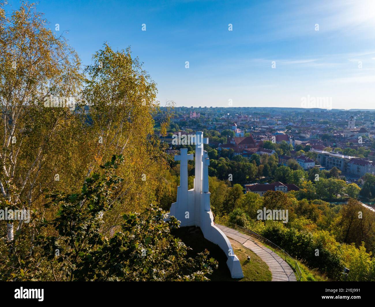 Three Crosses Monument Overlooking Vilnius Cityscape in Lithuania Stock ...