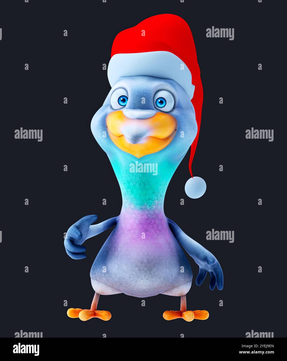 Fun 3D cartoon pigeon talking and presenting Stock Photo - Alamy