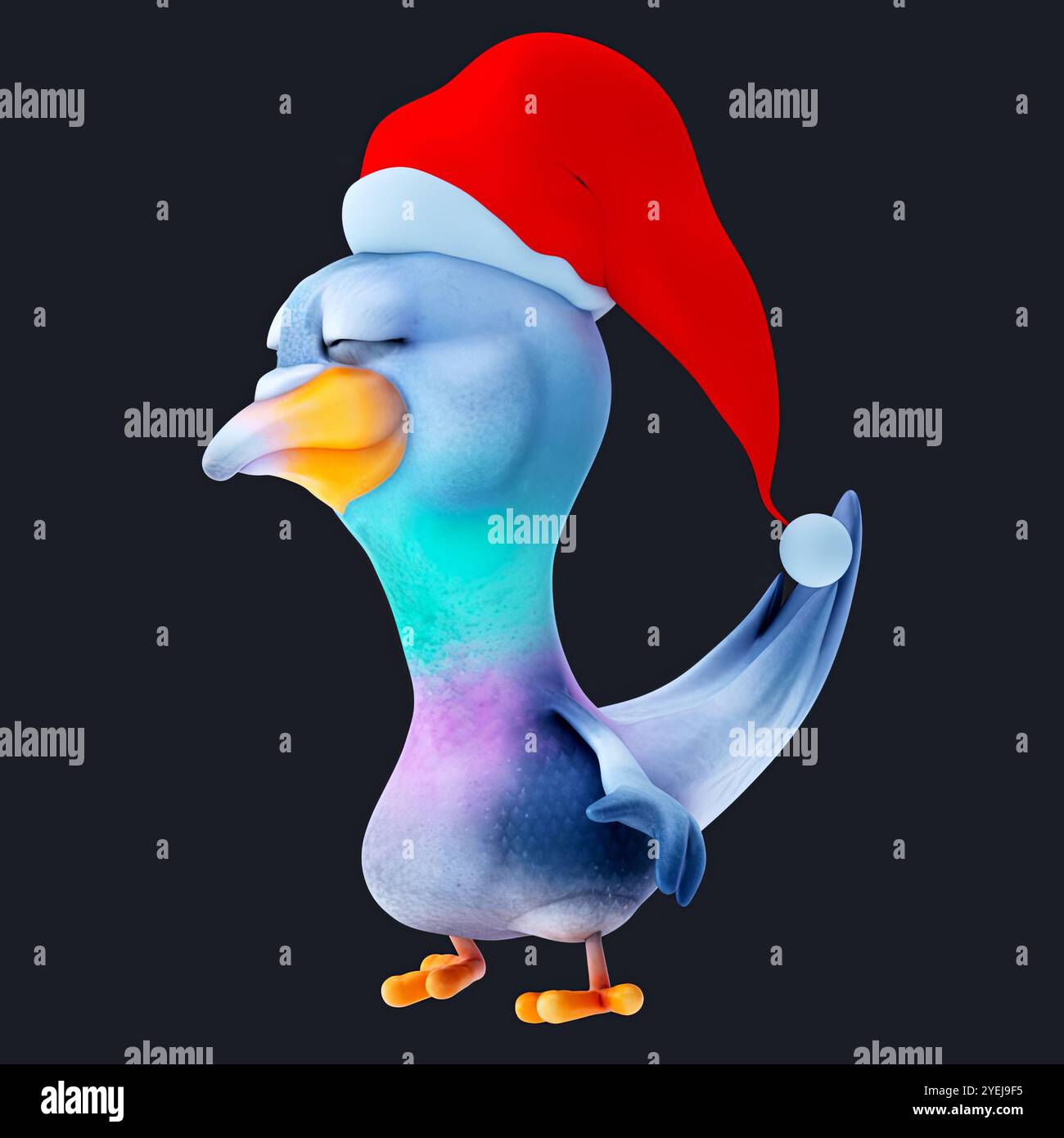 Fun 3D cartoon pigeon talking and presenting Stock Photo - Alamy