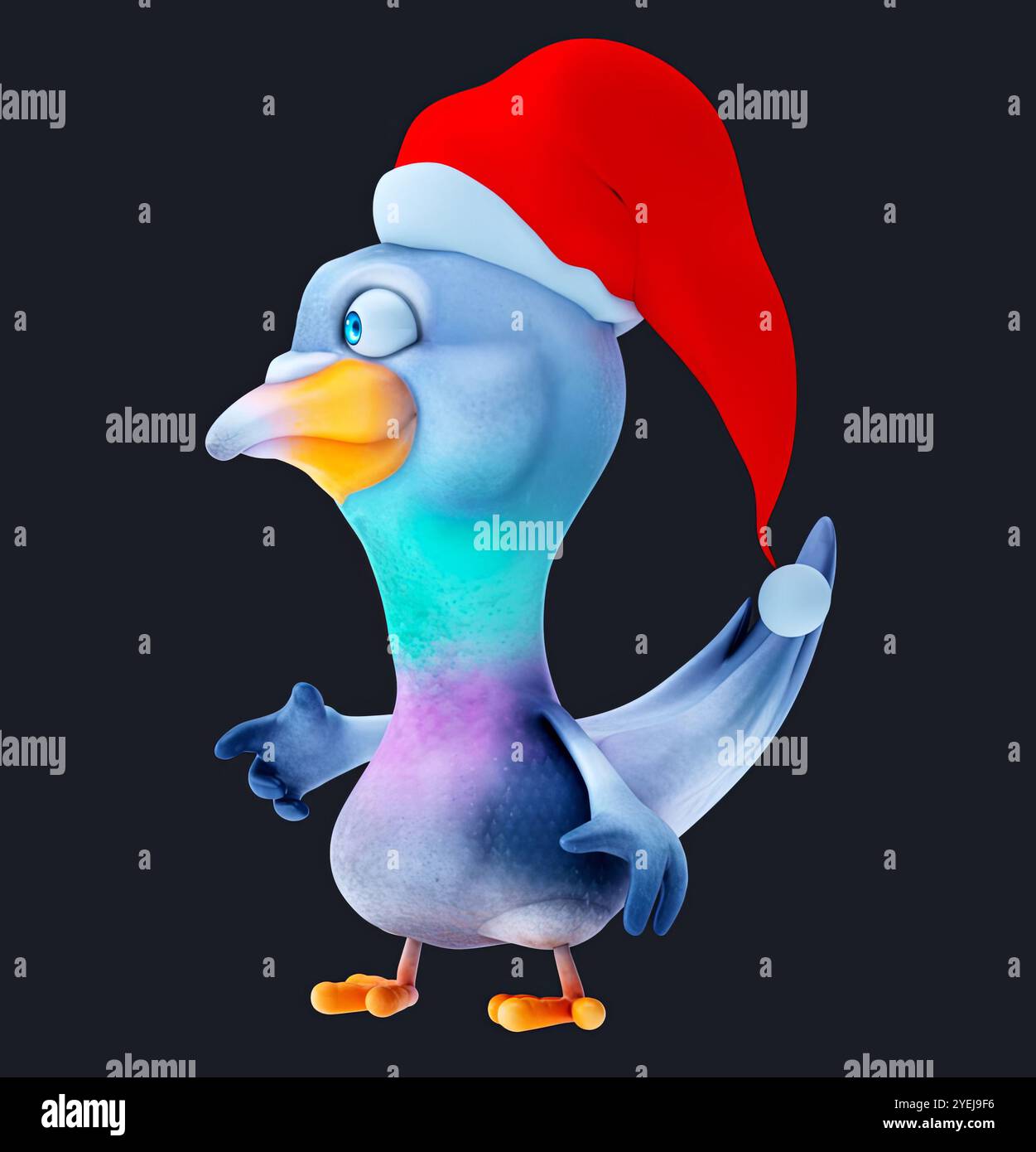 Fun 3D cartoon pigeon talking and presenting Stock Photo - Alamy