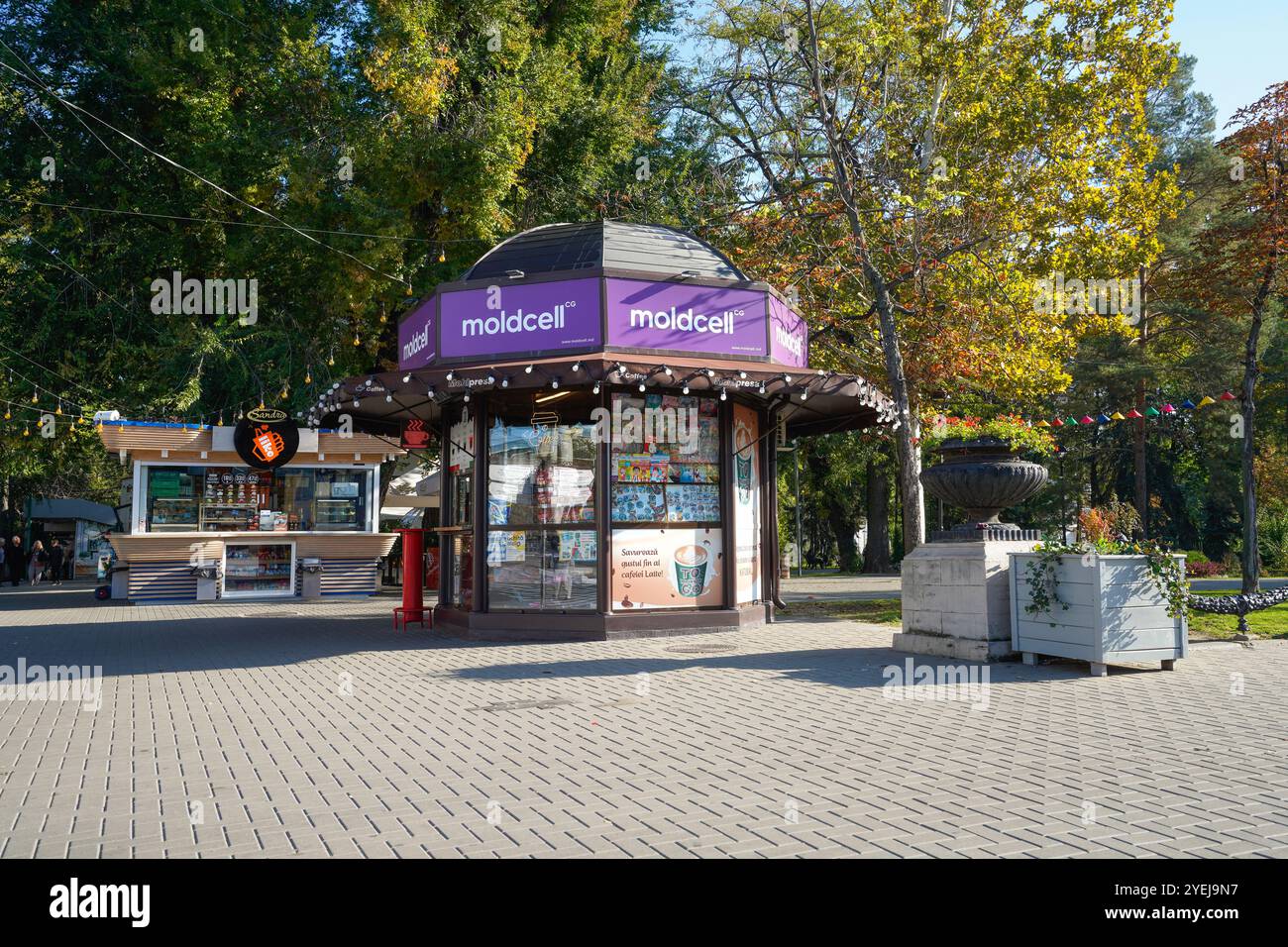 Chisinau, Moldova. October 25, 2024. view of a kiosk on a sidewalk in ...
