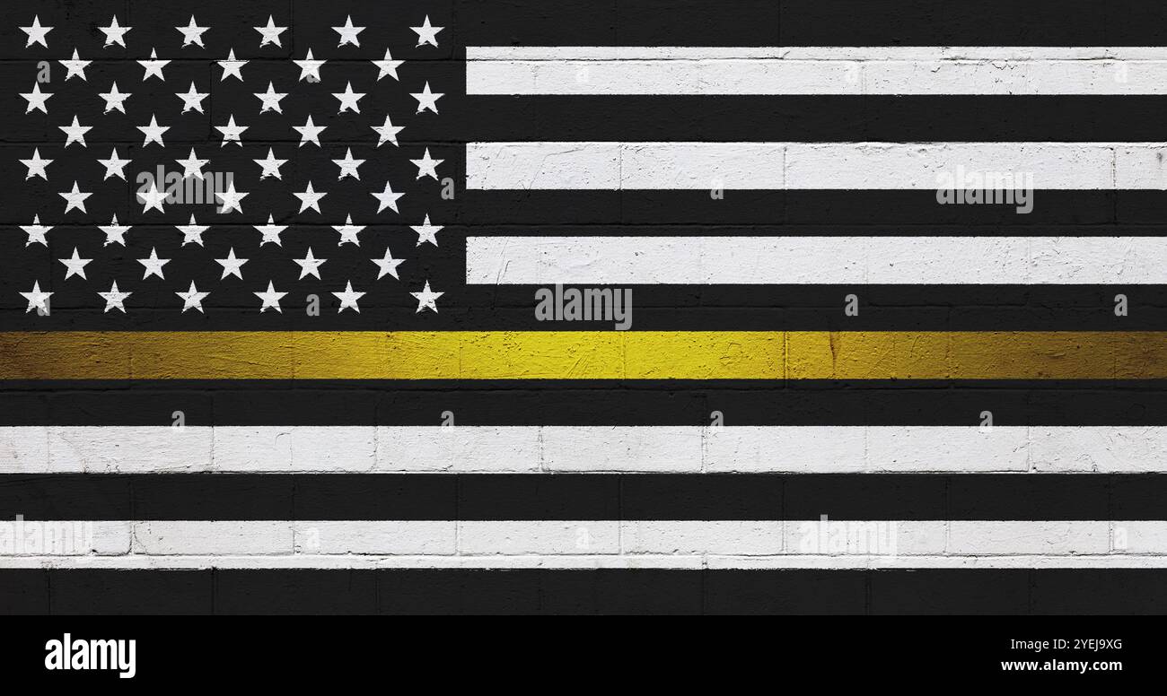 American dispatchers support flag painted on a cinder block wall Stock ...