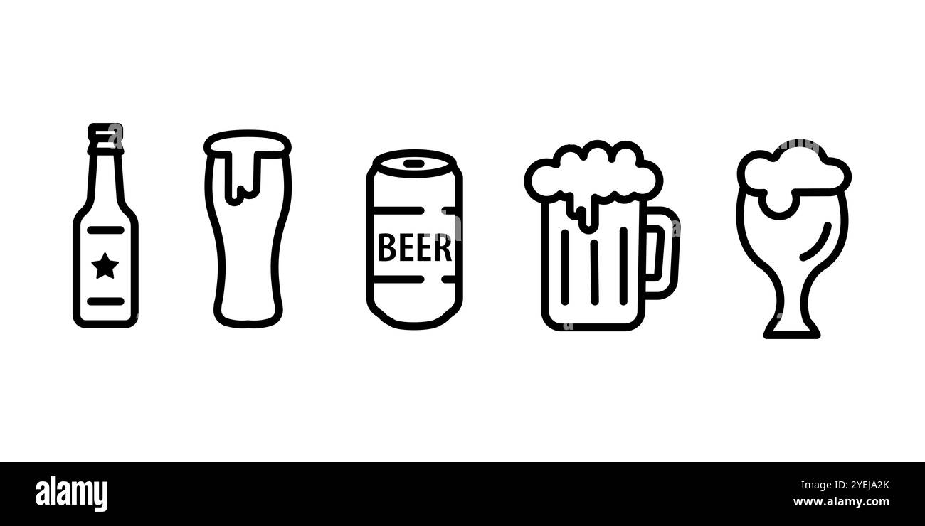 Draft Beer Mug Line Icon Linear Style Sign For Mobile Concept And Web Design Glass Filled With