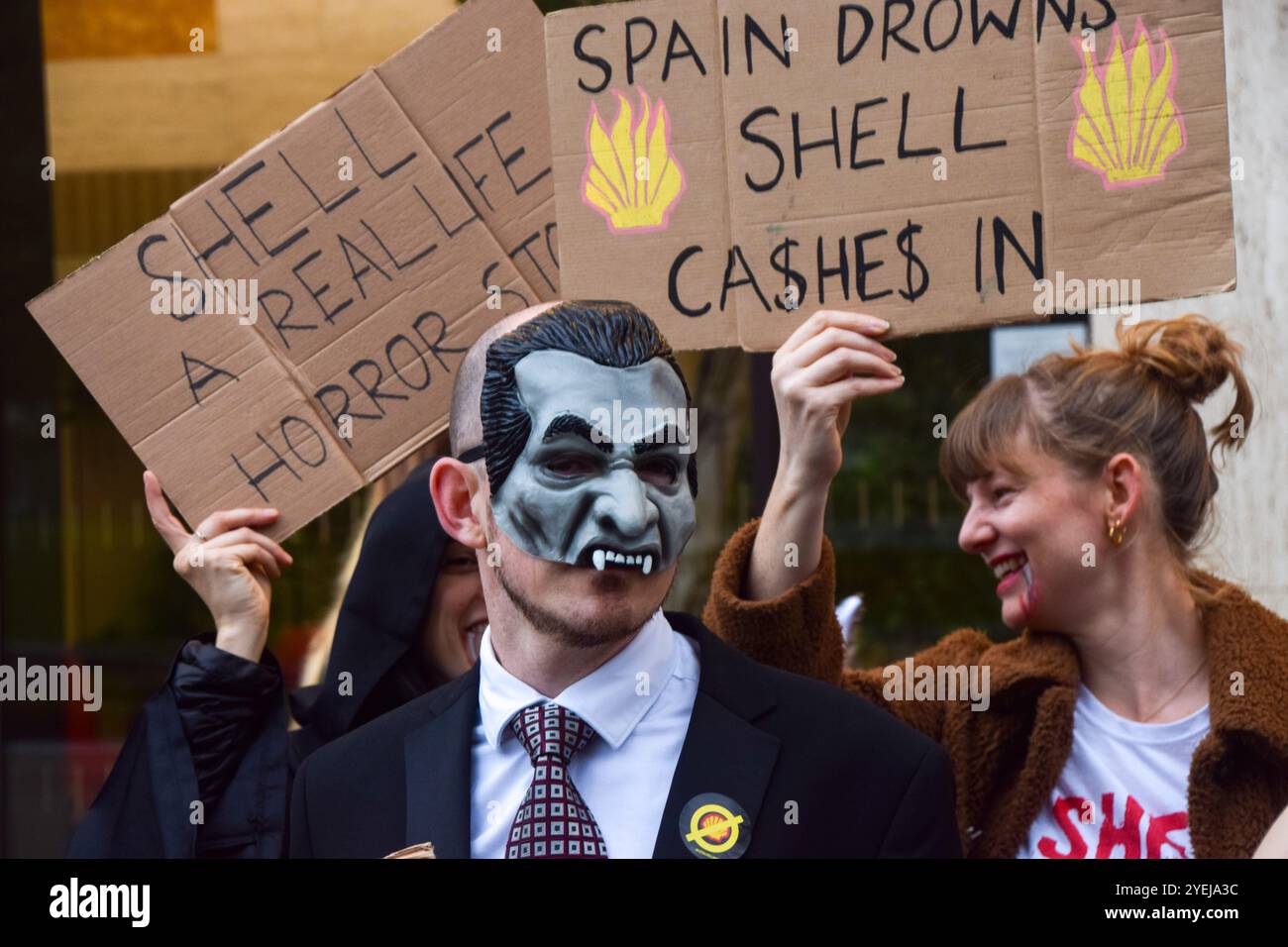 London, UK. 31st October 2024. Environmental activists stage a ...