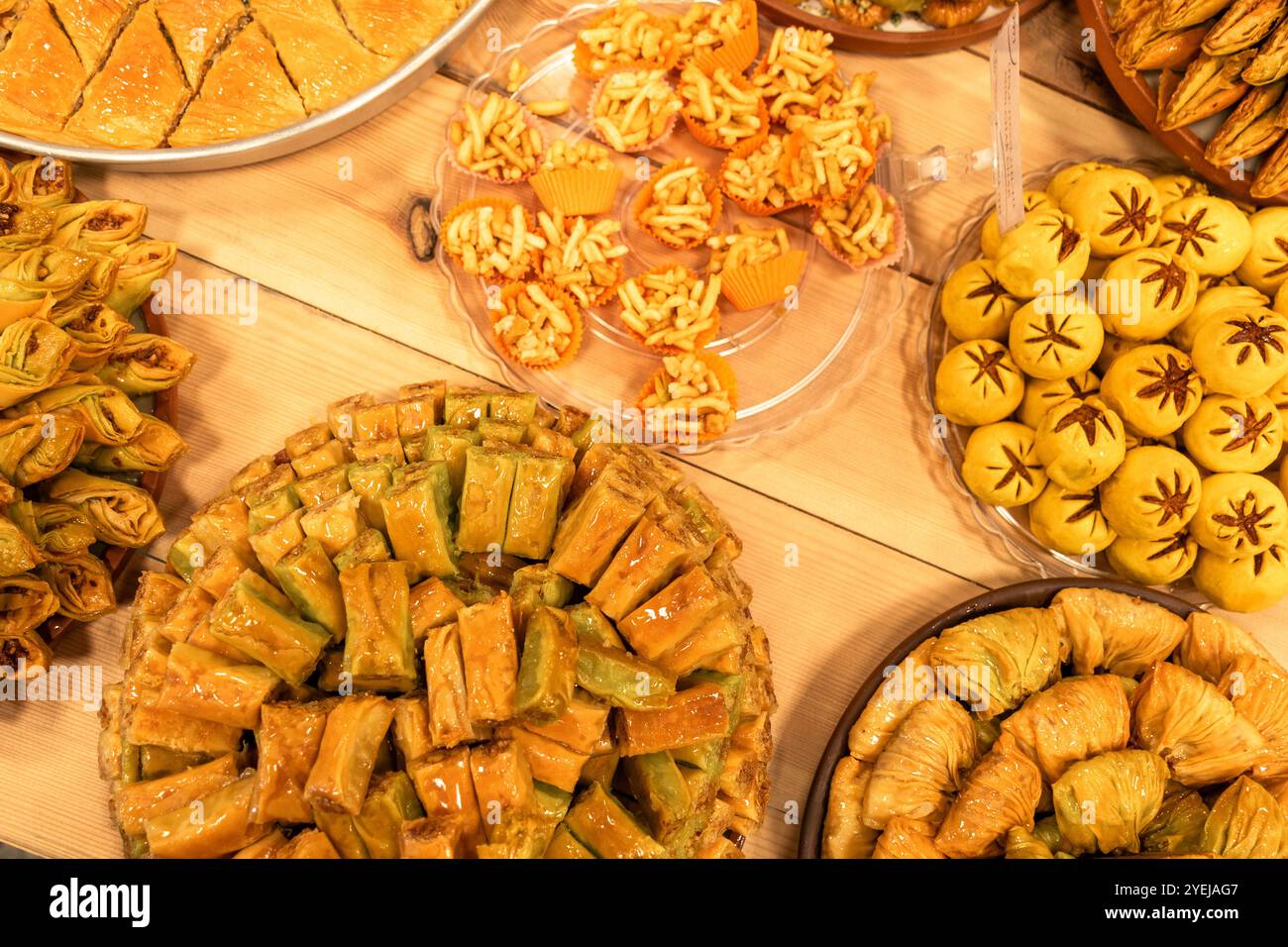 Display of plates full of various freshly baked armenian style delight ...
