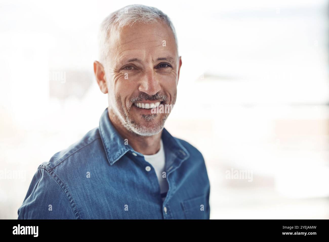 Portrait, business owner and mature man with smile, designer and ...