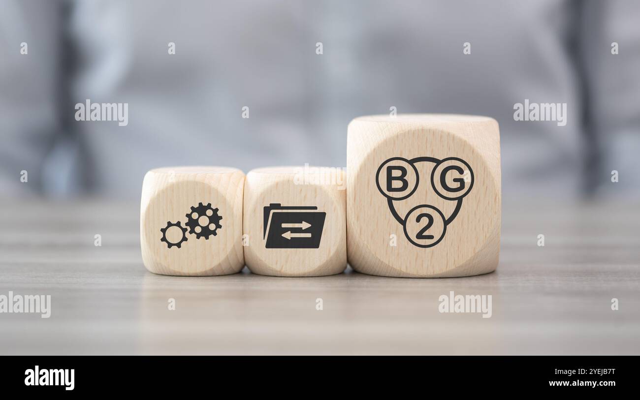 Wooden blocks with symbol of b2g concept Stock Photo - Alamy