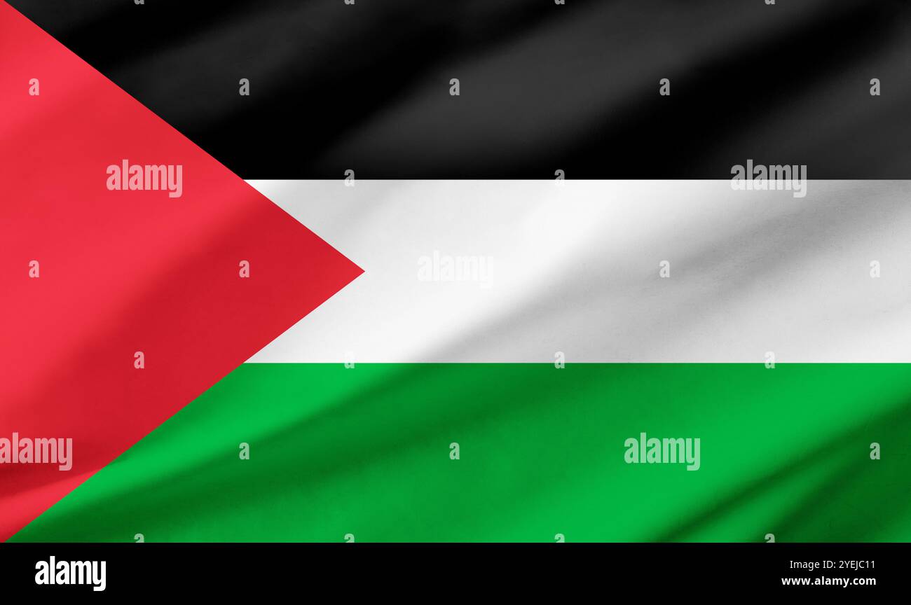 Background detail of Palestine flag occupying the entire frame with ...