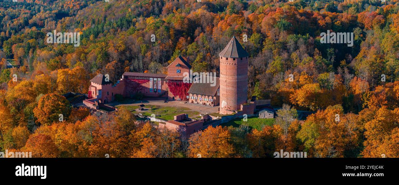 Aerial View of Turaida Castle Amidst Autumn Foliage in Sigulda, Latvia ...