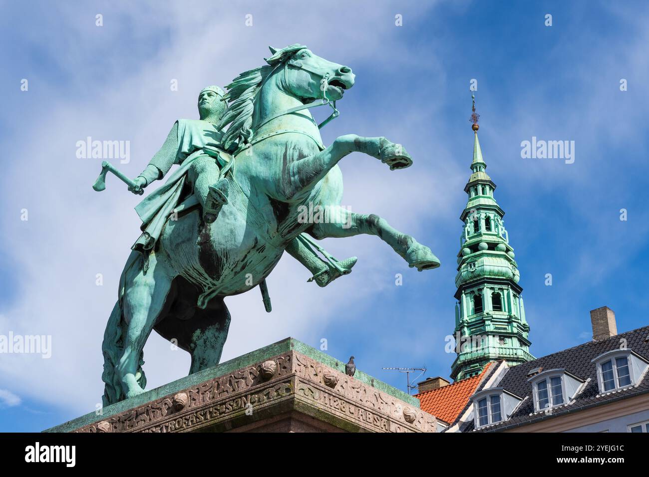 COPENHAGEN, DENMARK: Equestrian statue of Absalom on Hojbro Plads Stock ...