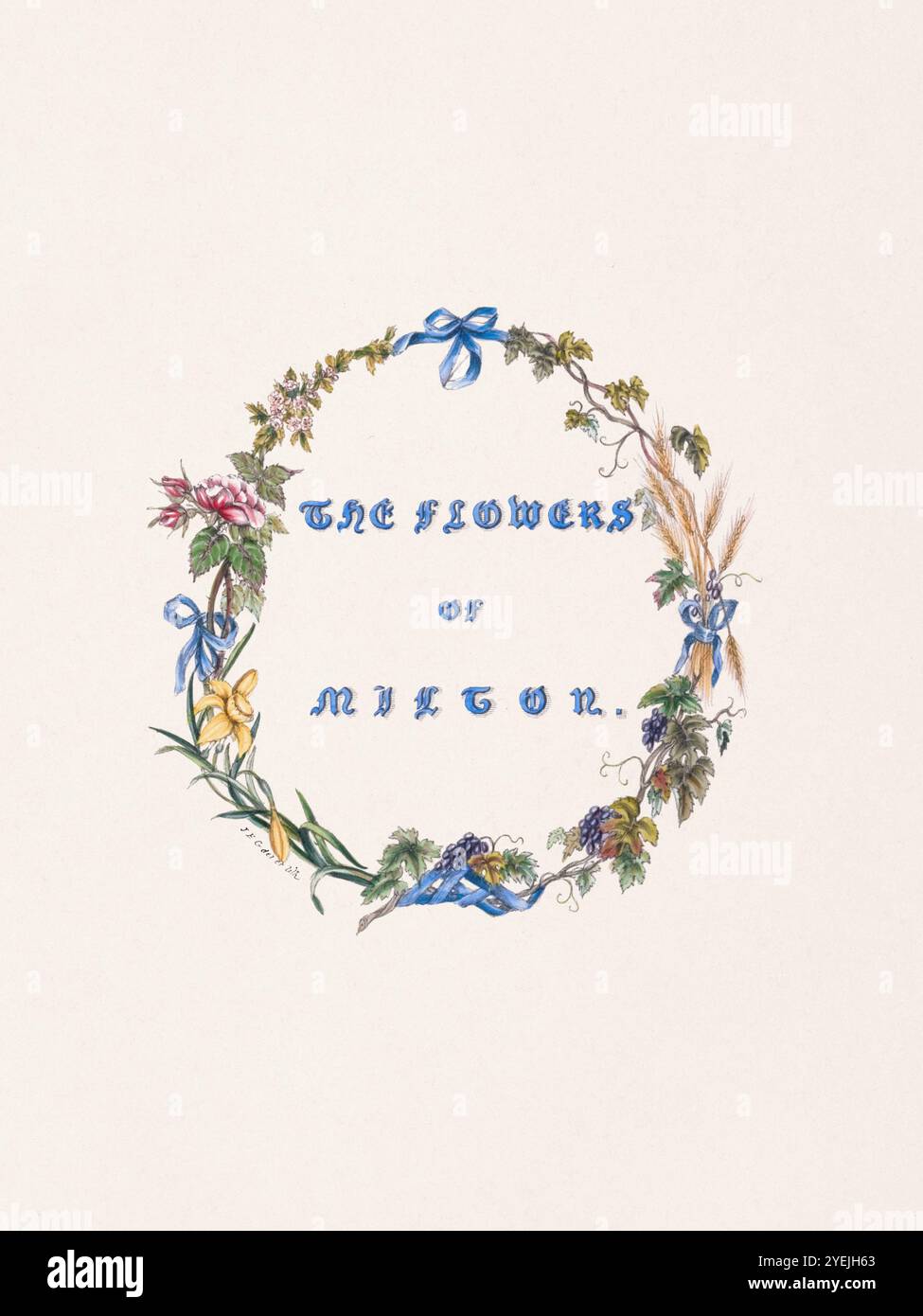 Floral illustration. Title Page of a book featuring intricate flower ...