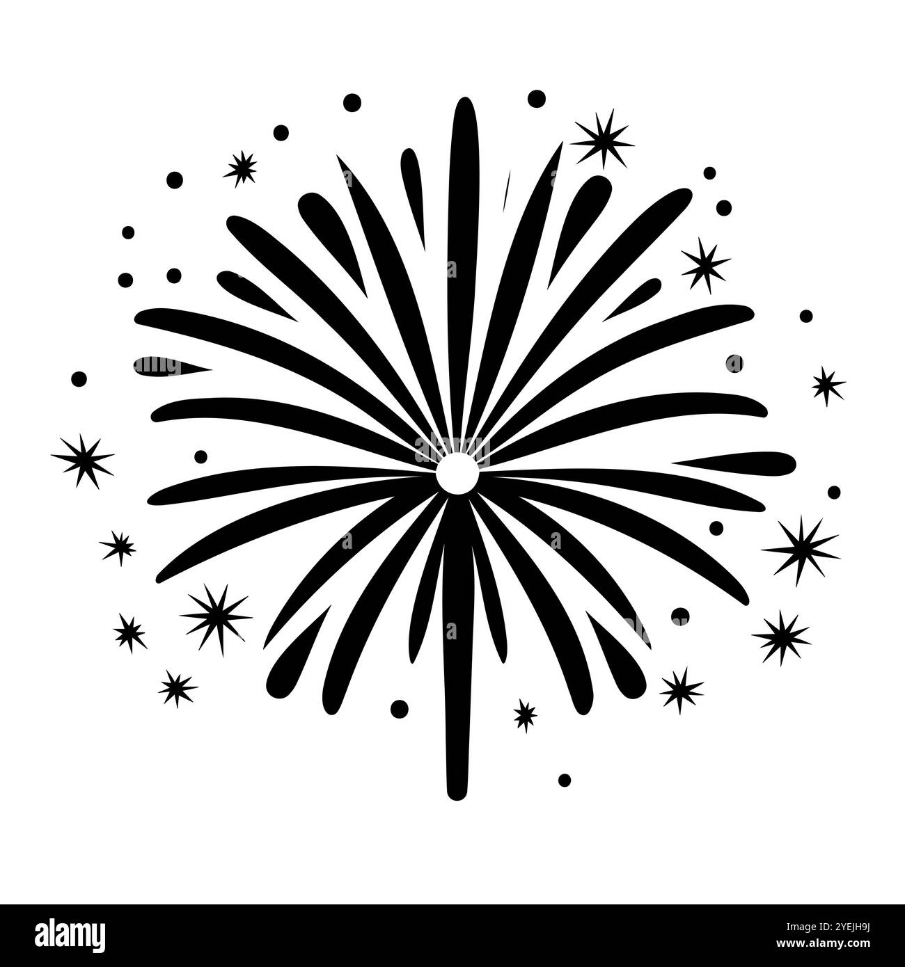 Firework burst with radiant lines and sparkling stars in a circular ...