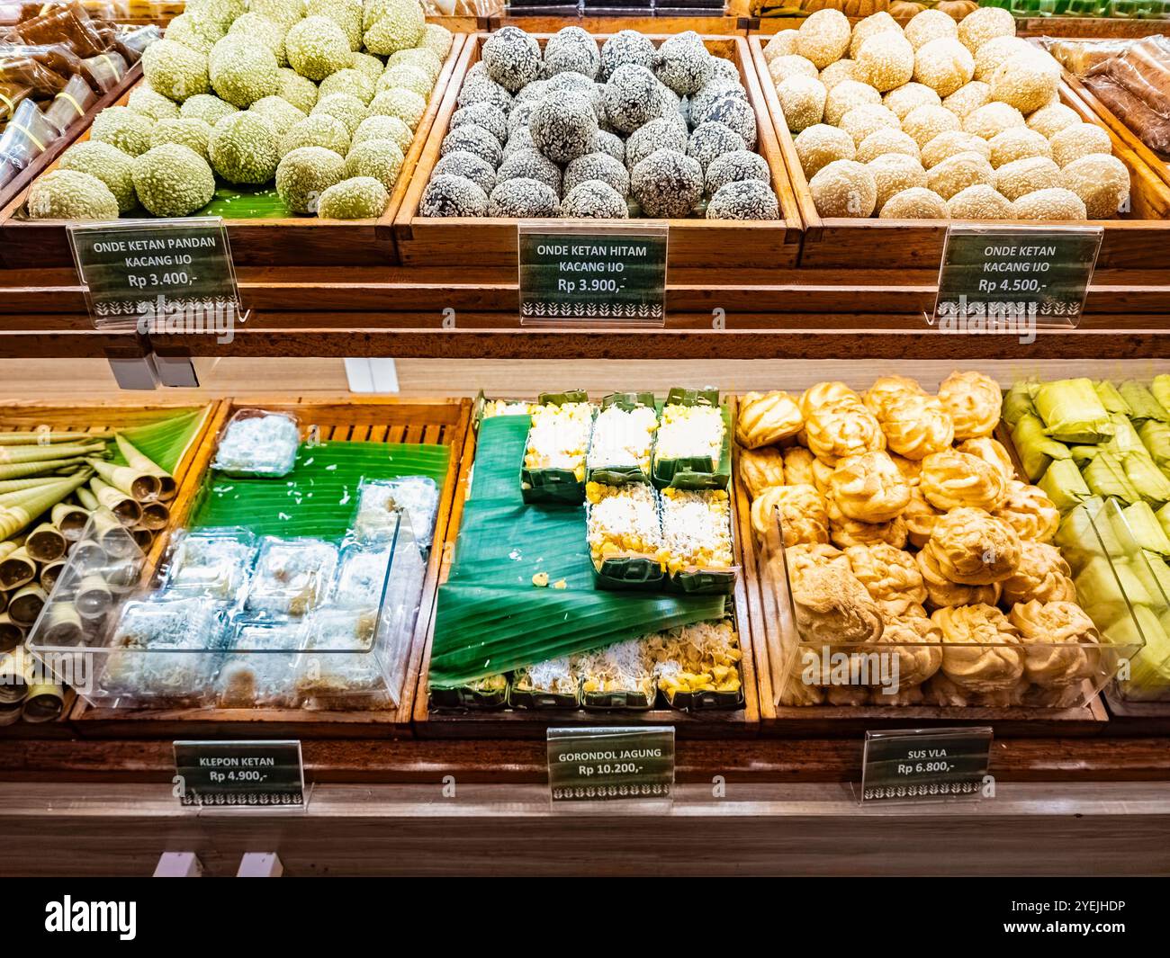 Various Indonesian traditional snacks ("jajan pasar" in Indonesian ...