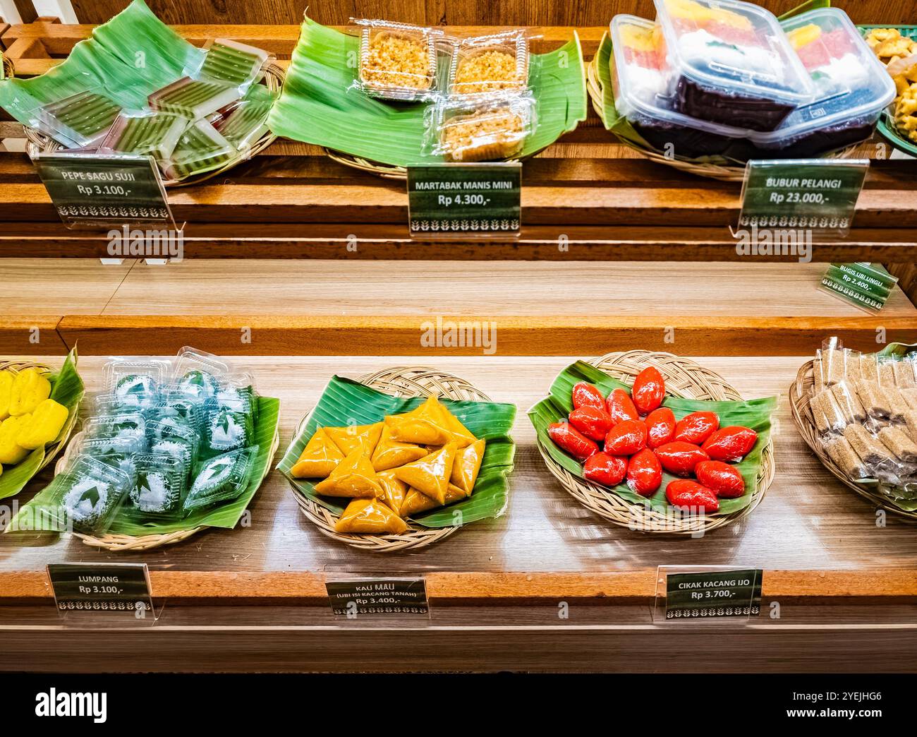Various Indonesian traditional snacks ("jajan pasar" in Indonesian ...