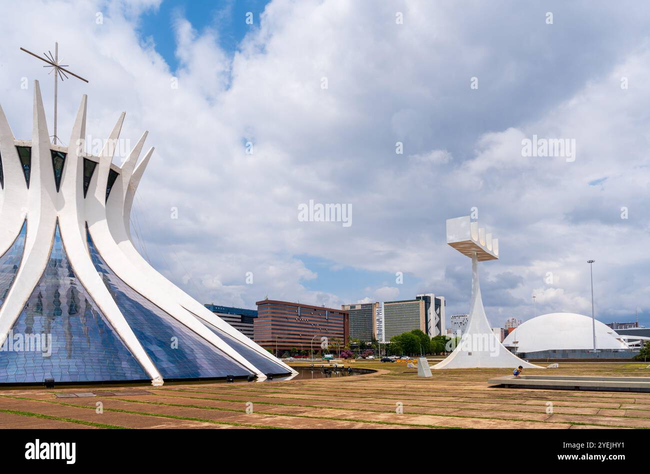 Exterior facade of Brasilia´s cathedral and other monuments in Brazil´s ...