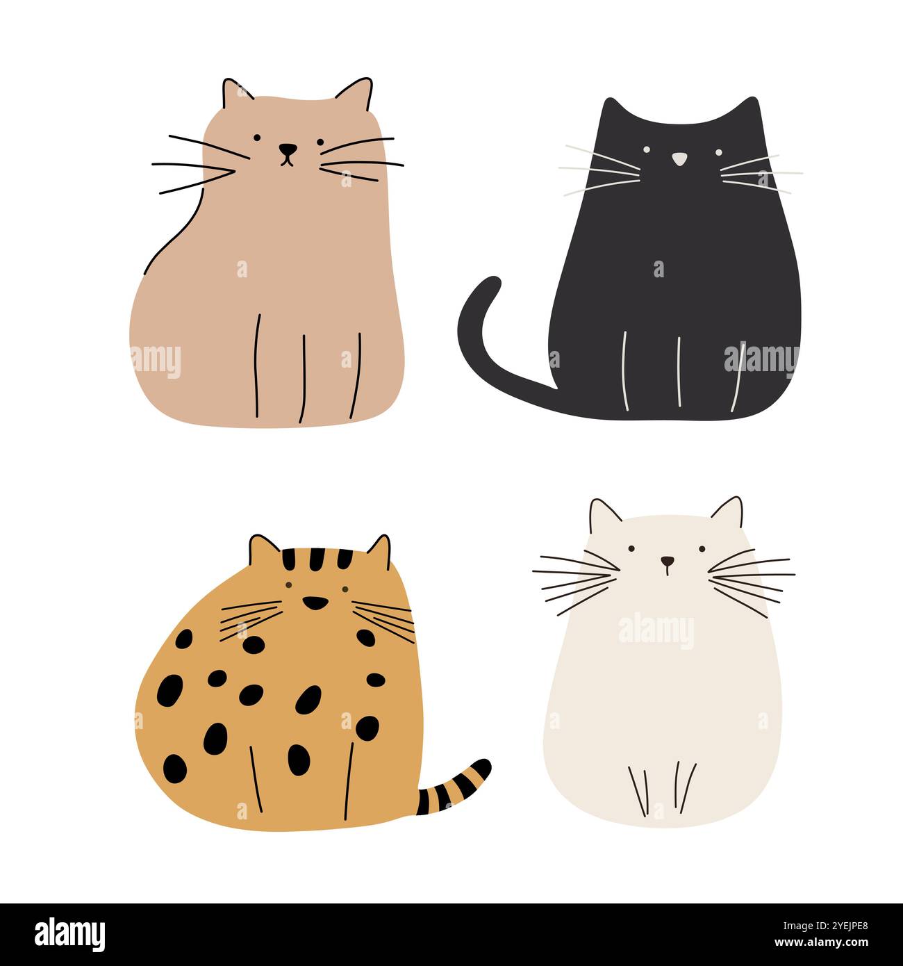 Adorable cats, flat vector illustration in a contemporary minimalist ...