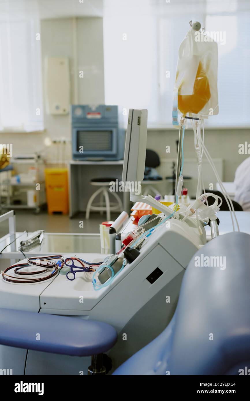Medical setup with IV infusion equipment in modern healthcare facility ...