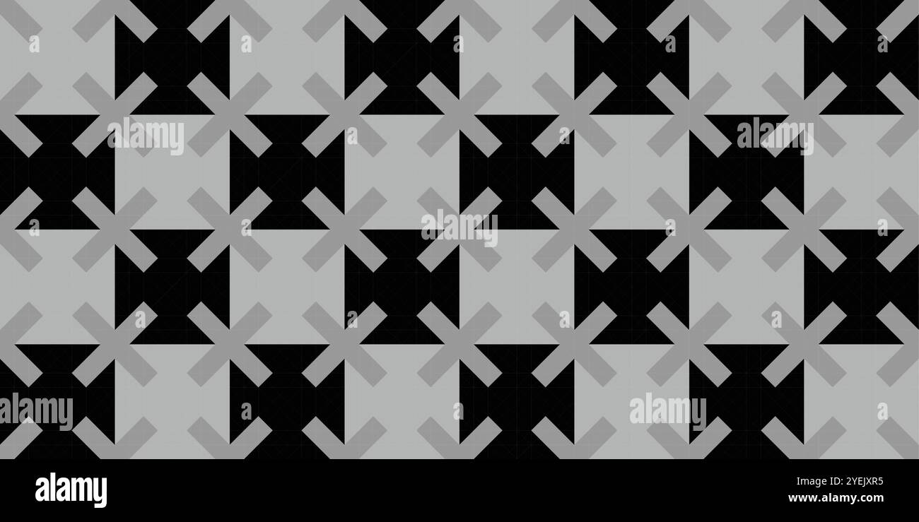 X cross geometric pattern. Simple subtle seamless black and white background. Vector ...