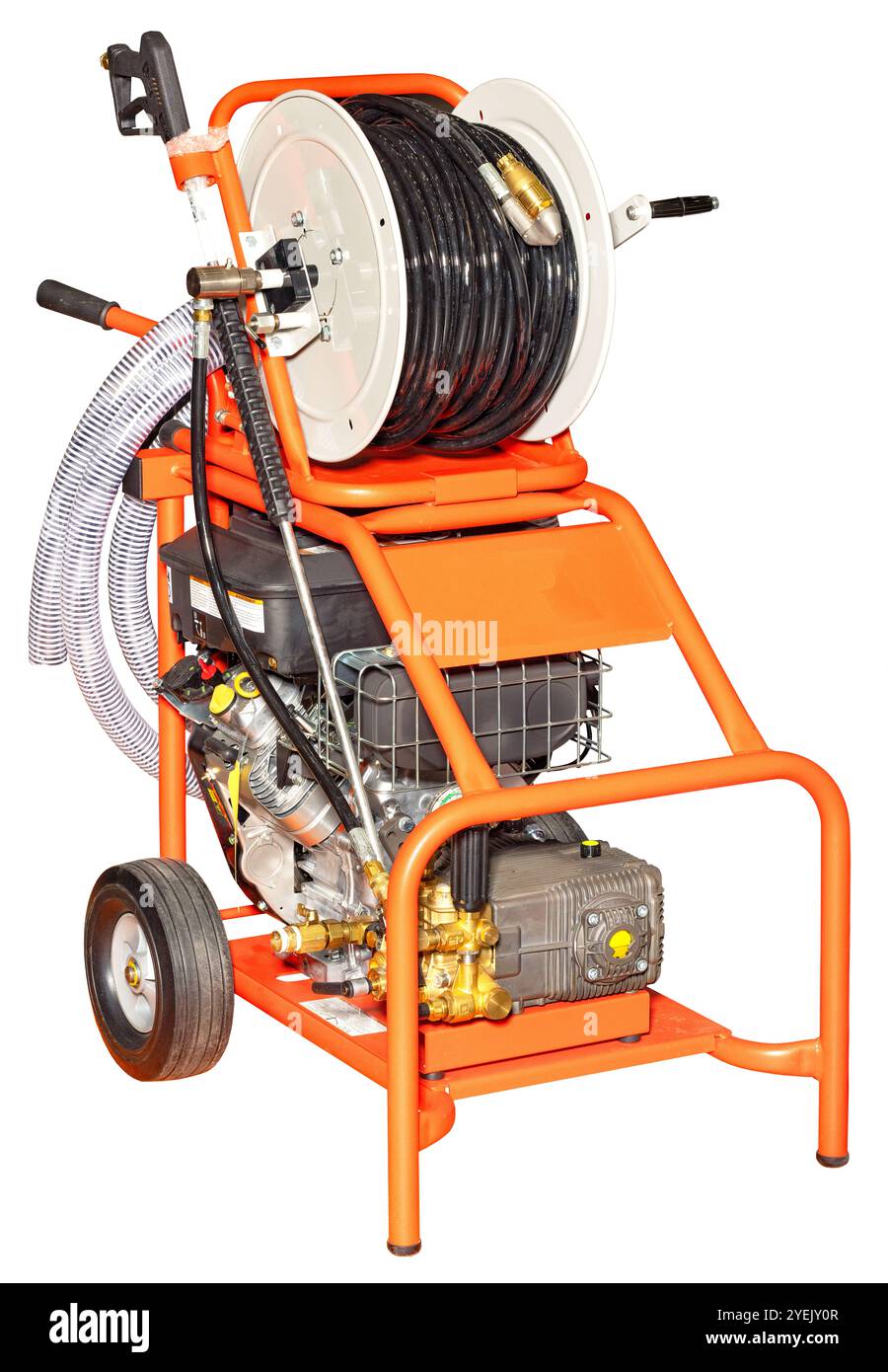 Professional orange high pressure washer with hose reel and spray gun ...
