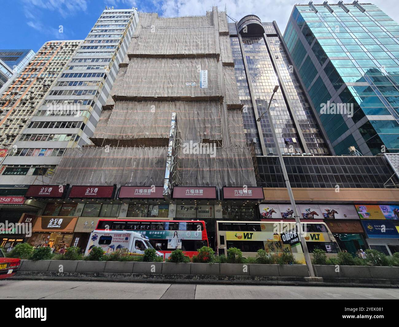 New and renovated buildings on Nathan Road in Mong Kok, Kowloon, Hong ...