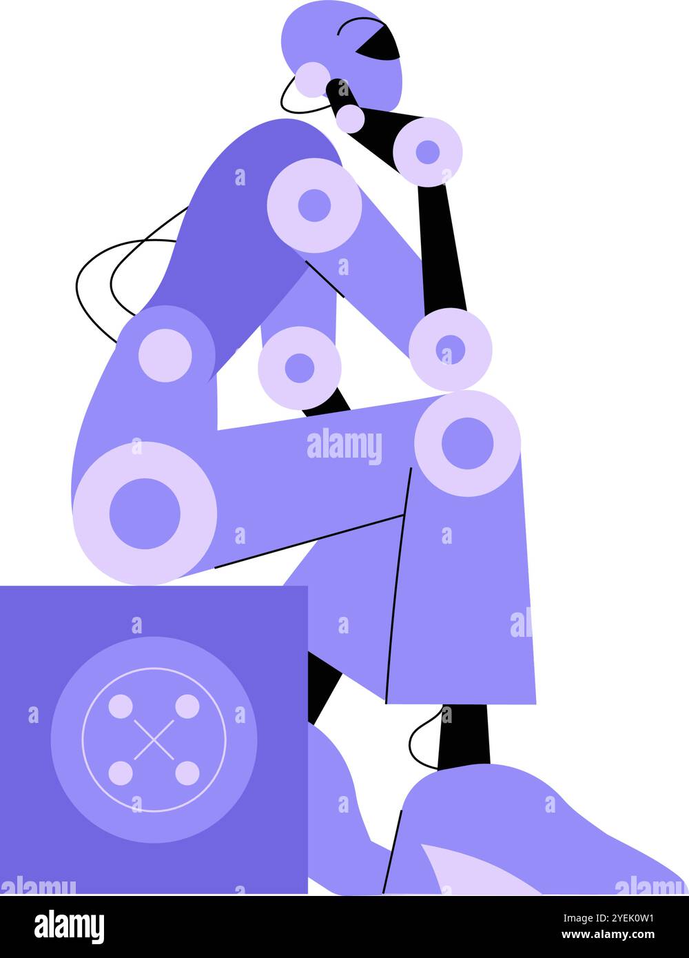 Robot In Thinker Pose Symbolizing AI Contemplation, Artificial ...