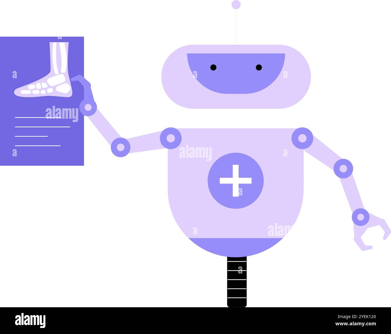 Robot Holding Medical Report In Flat Vector Illustration Symbolizing ...